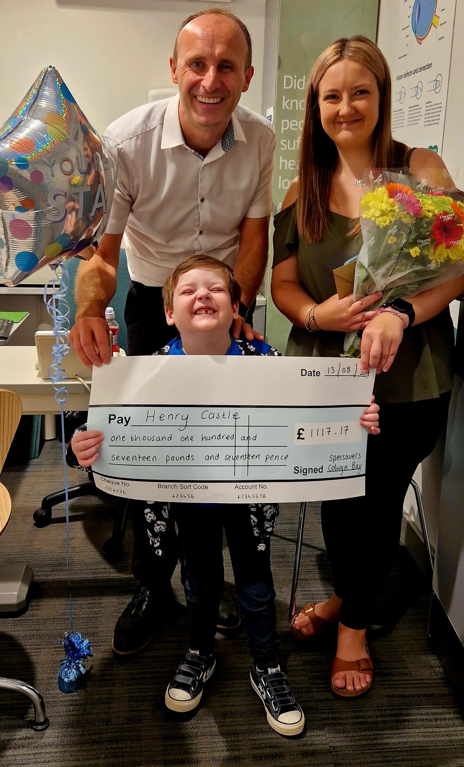 Opticians helps raise more than £1,100 for local boy battling leukaemia